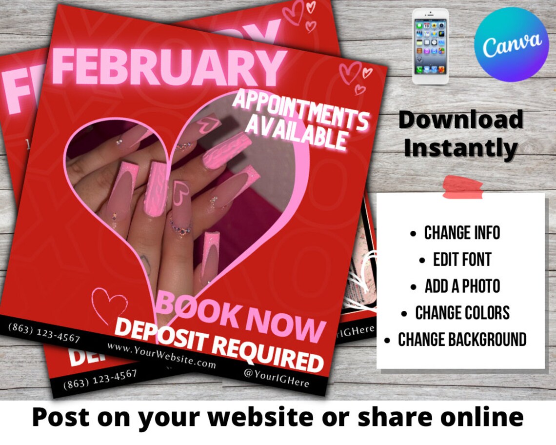 Red Monthly Appointment Flyer, Book Now Flyer, Appointments Available ...