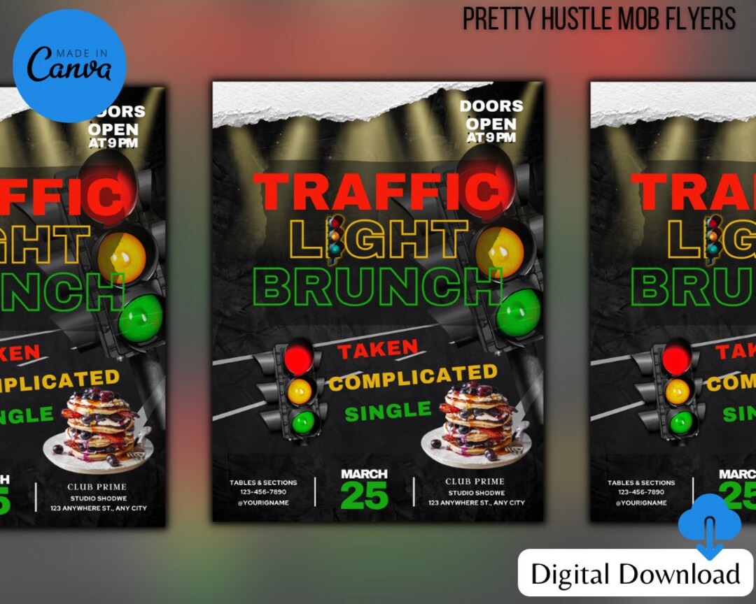 Traffic Lights Club Flyer Template, DIY Event Flyer Template, Party ...