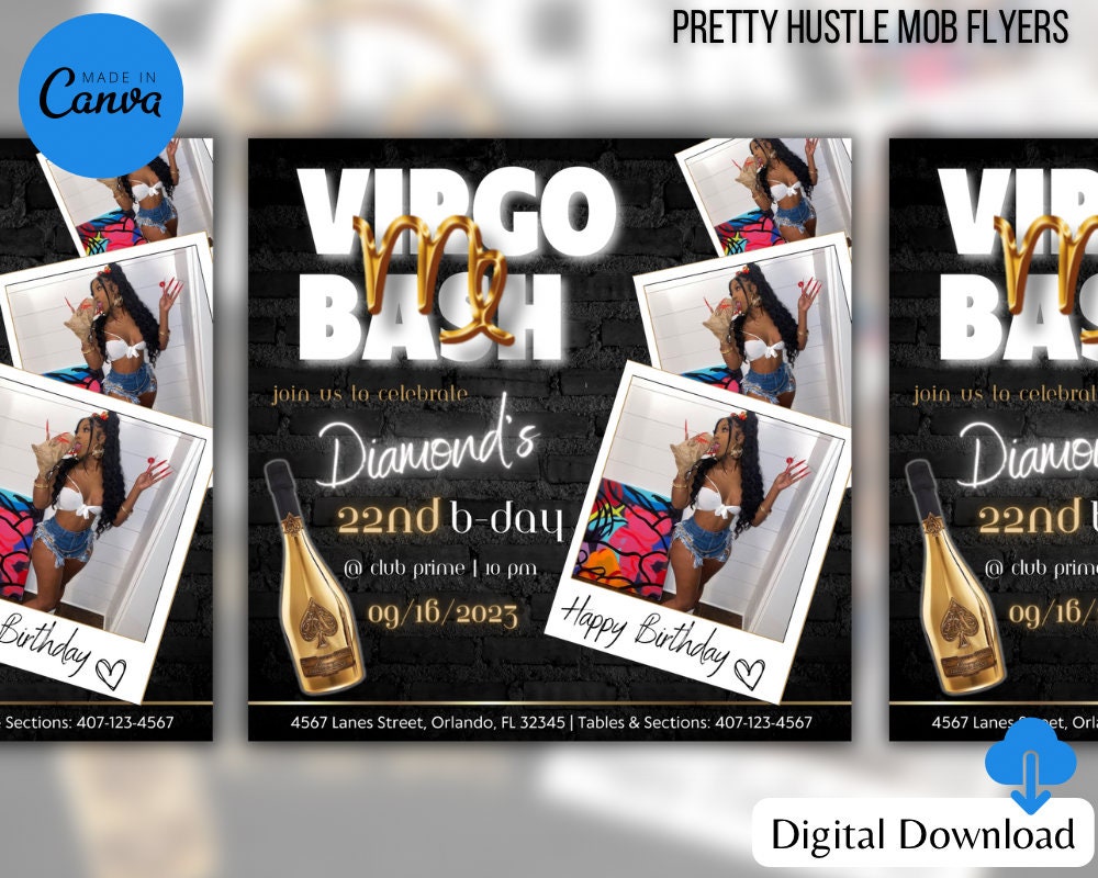 Animated Virgo Bash Birthday Flyer Template - Etsy