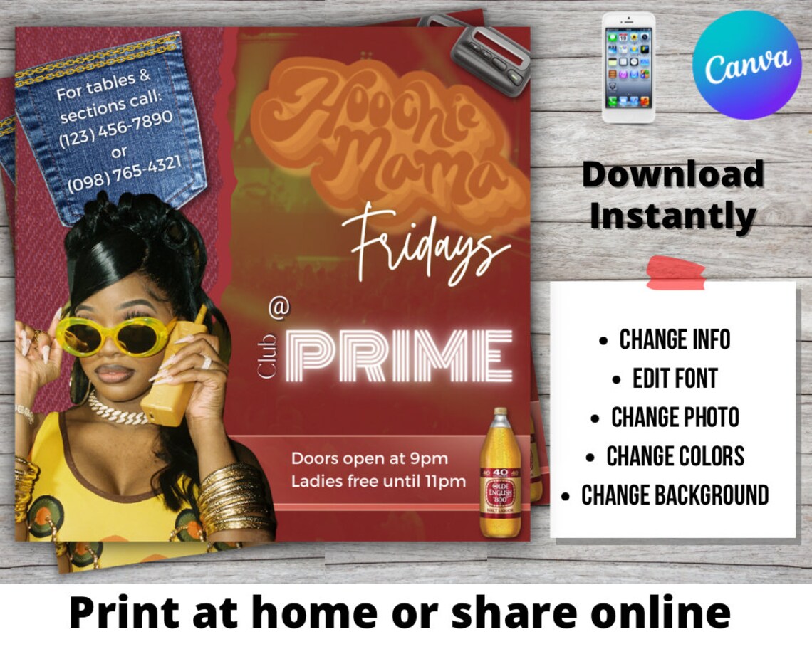 Friday Party Flyer Template for Canva, DIY Event Flyer Template, Party ...