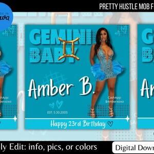 Gemini Birthday Flyer Template | Share on Instagram | Share via Text ...