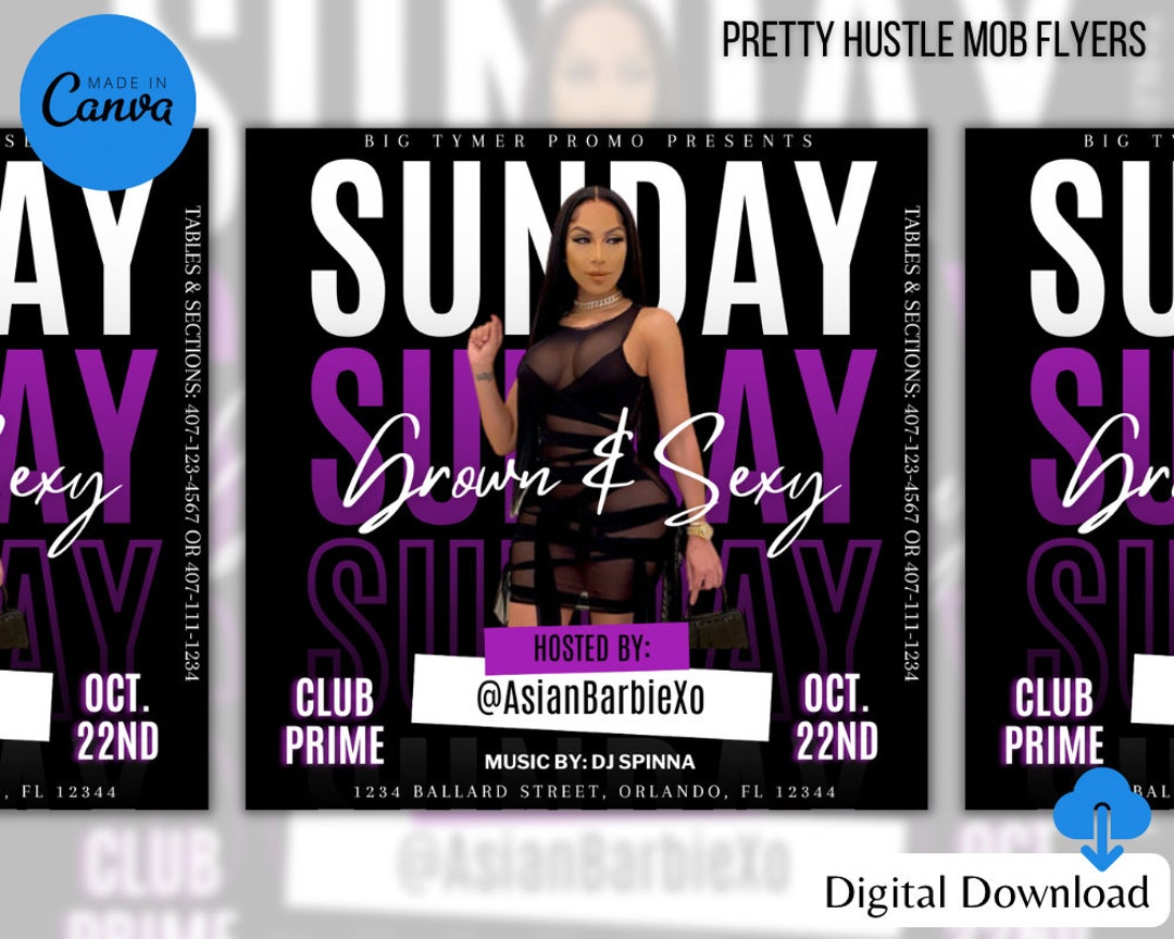 Grown And Sexy Flyer Template For Canva Etsy