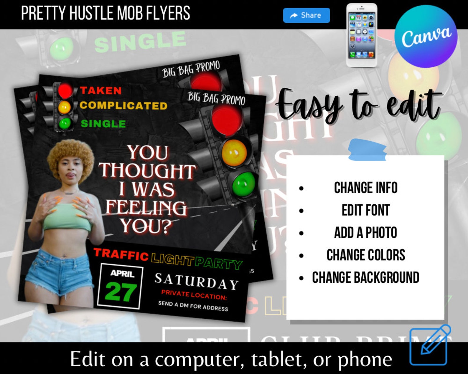 Traffic Light Party Flyer Template | Perfect for Kickbacks, Parties ...