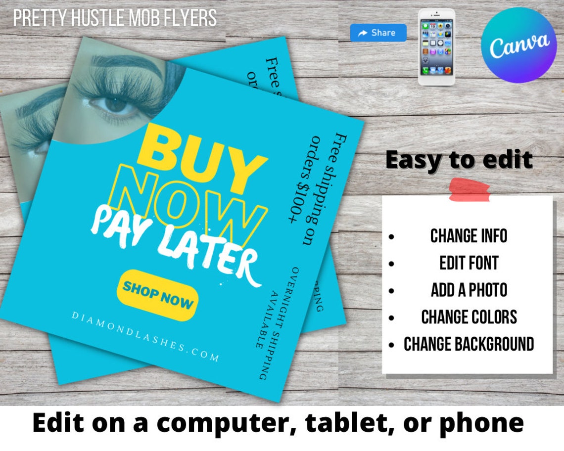Blue Book Now Pay Later Business Flyers | Eye Lashes Flyers | Hair ...