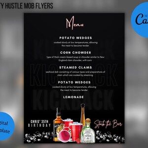 Black and White Kickback Menu Template for Canva - Etsy