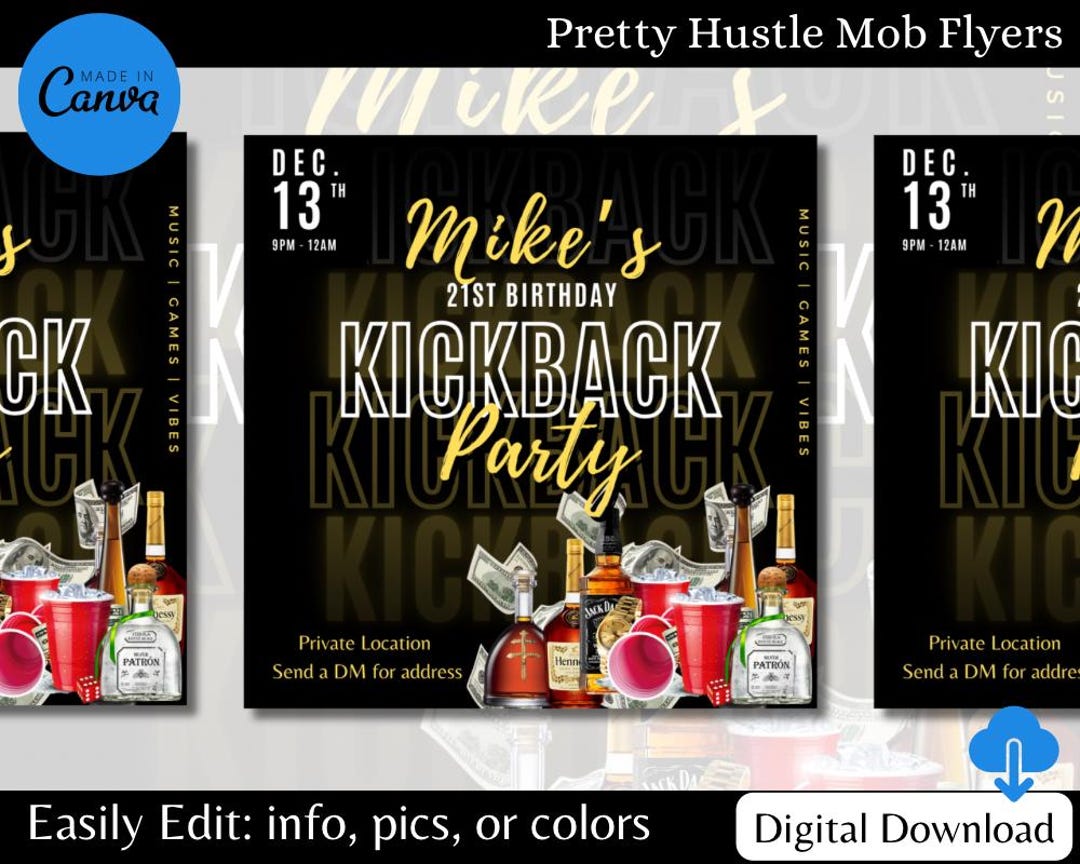 Birthday Kickback Party Flyer Template • Air Bnb Party Flyer - Etsy