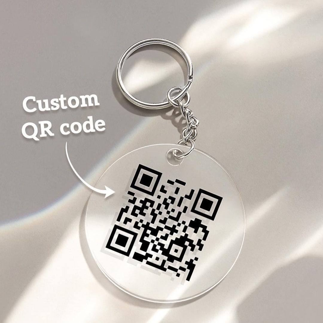 Scannable QR Code Keychain, Custom Qr Code Keyring, Personalized ...