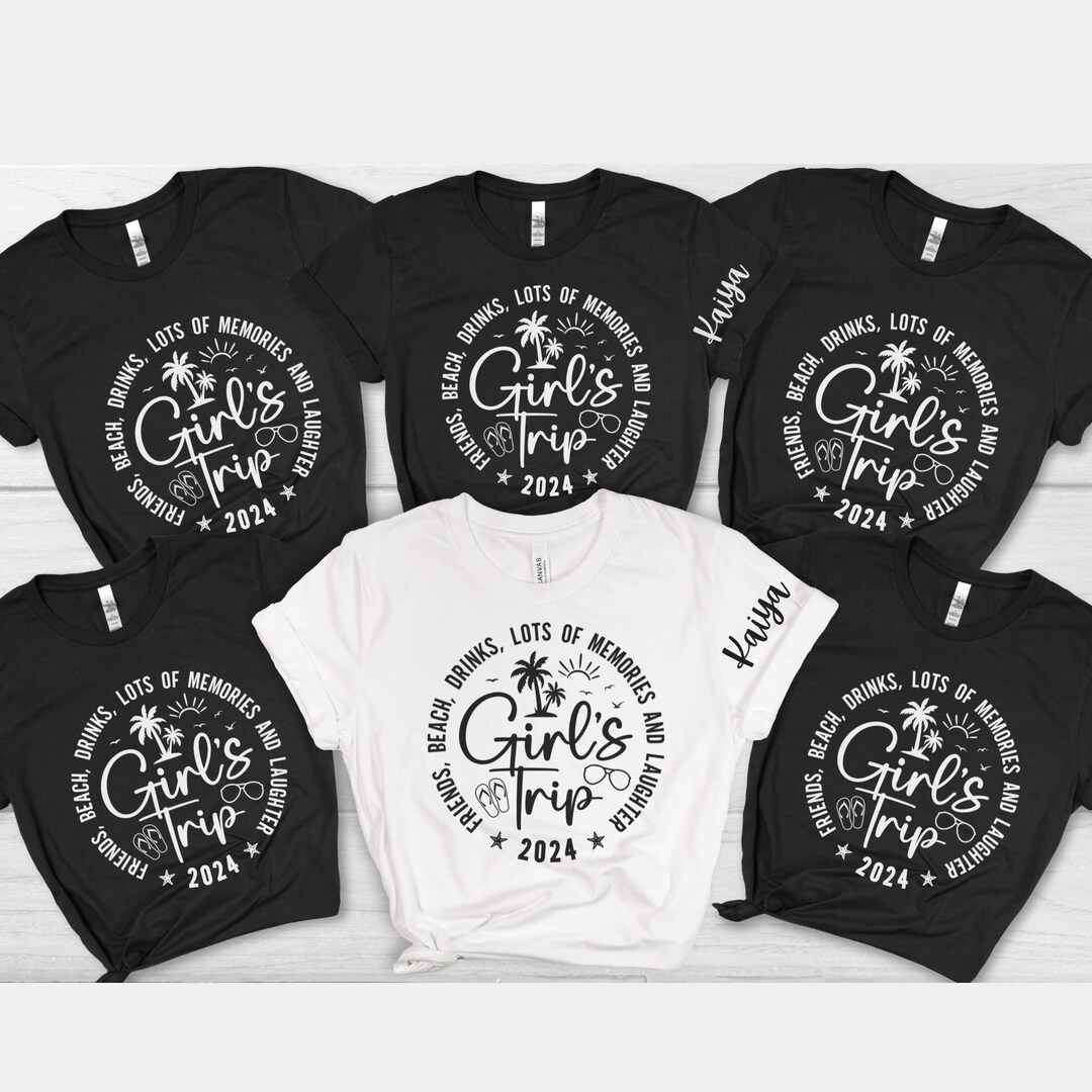 Beach Girls Trip Group Shirts With Names, Custom Girls Trip Shirt ...