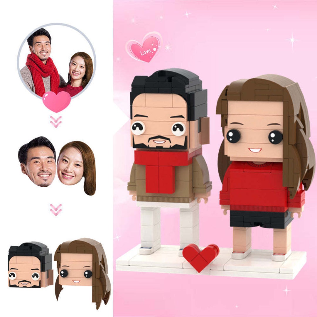 Personalized Custom Head Brick Figures for Couples Customized Small ...