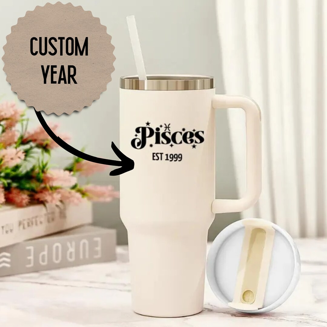 Custom Pisces Birthday Gifts Pisces Zodiac Star Sign Travel Tumbler Mug ...