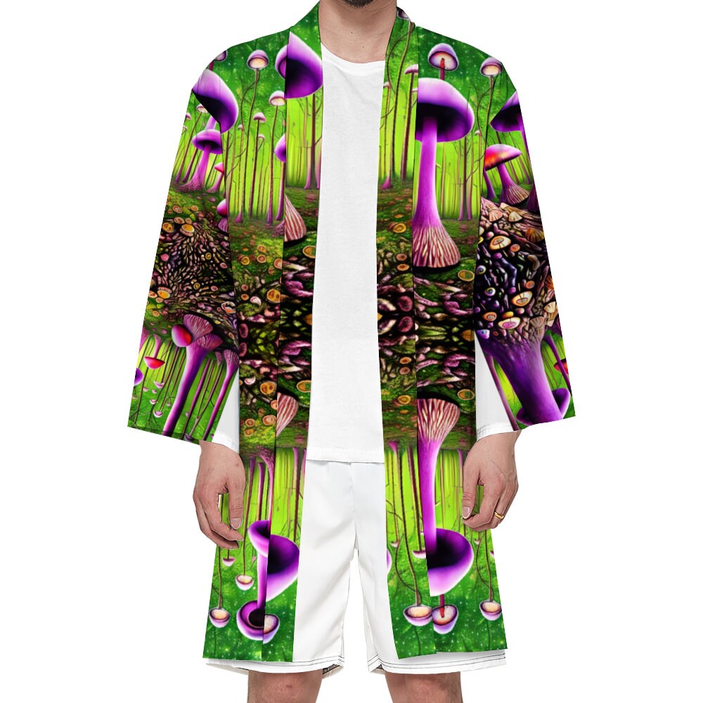 Rave Kimono, Rave Wear Sizes up to 8XL, Men's Rave Wear, Mushroom Men's ...