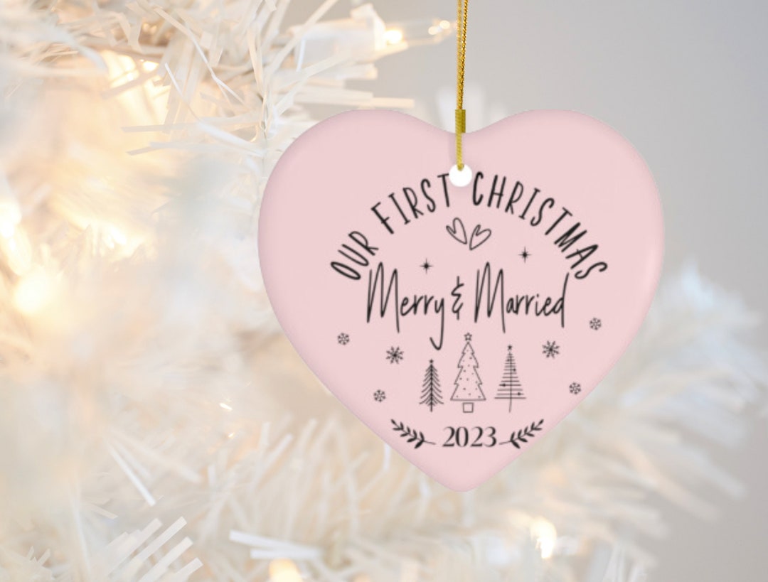 Our First Christmas Merry & Married 2023 Ceramic Ornament - Etsy