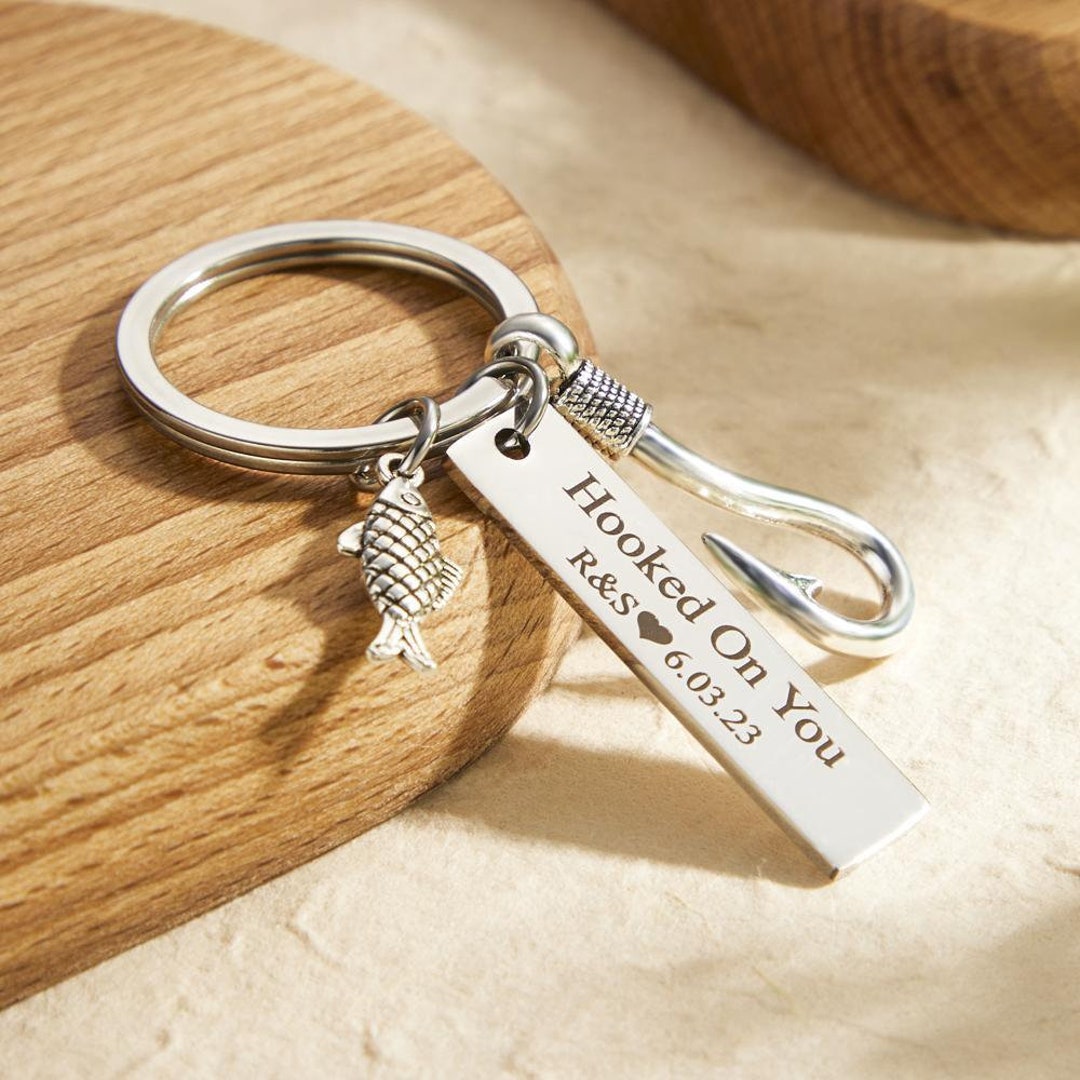 Fisherman Gift, Fishing Hook Keychain, Gift for Him, Boyfriend Keychain ...