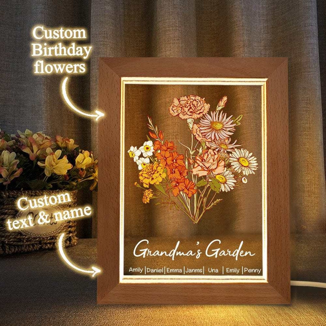 Custom Birth Flower Bouquet LED Light Family Birth Flower Bouquet ...