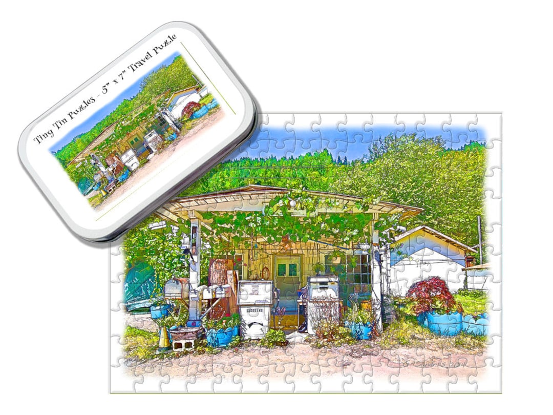 Jigsaw Puzzle | 150pc | Old Santiam Gas Station | Tiny Tin Puzzles ...