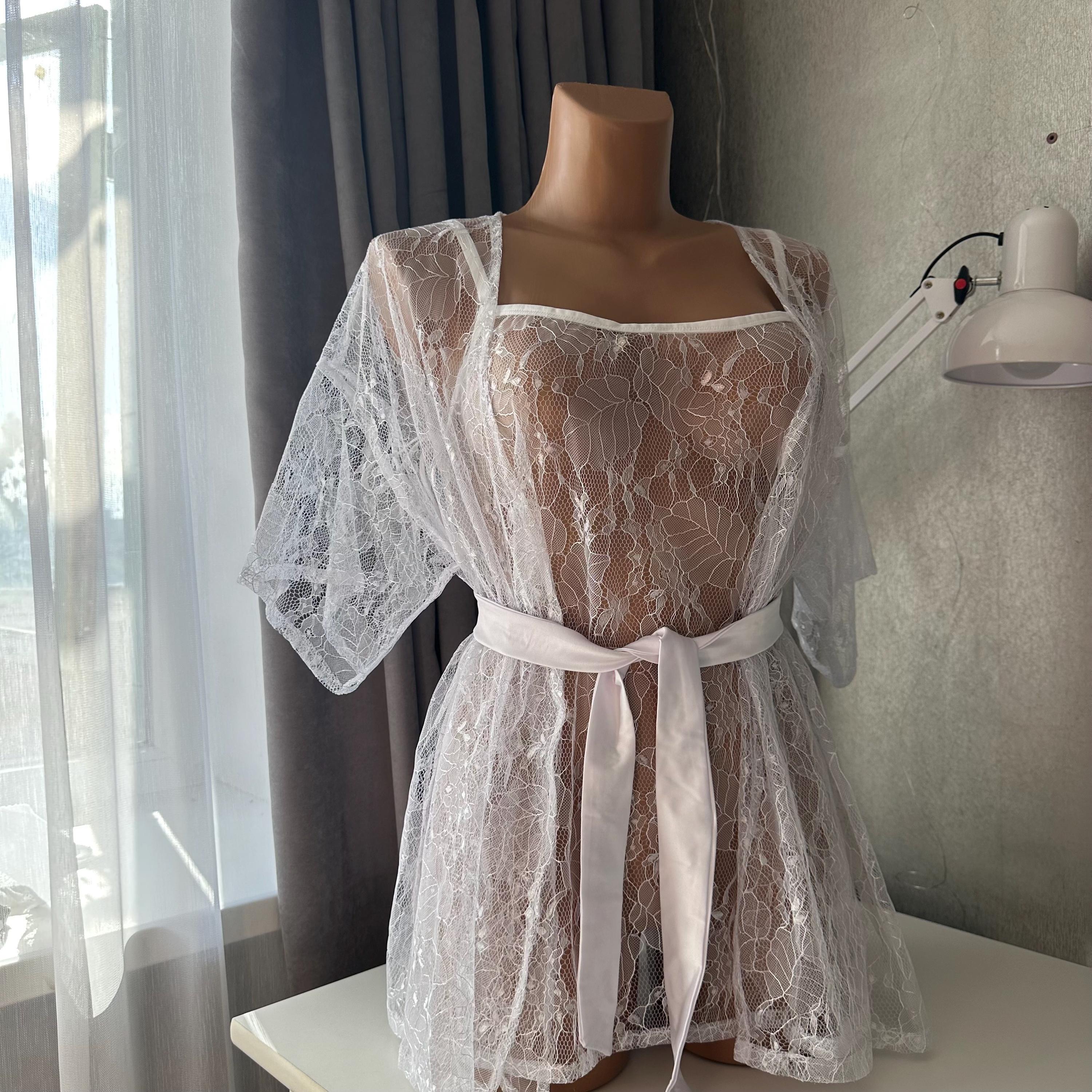 See through nightgown, Sheer nightdress, Mesh chemise, Lingerie see thru night dress ...