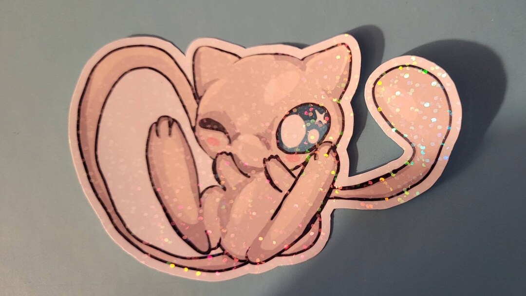 Cute Kawaii Holographic Sparkling Mew Sticker/decal - Etsy