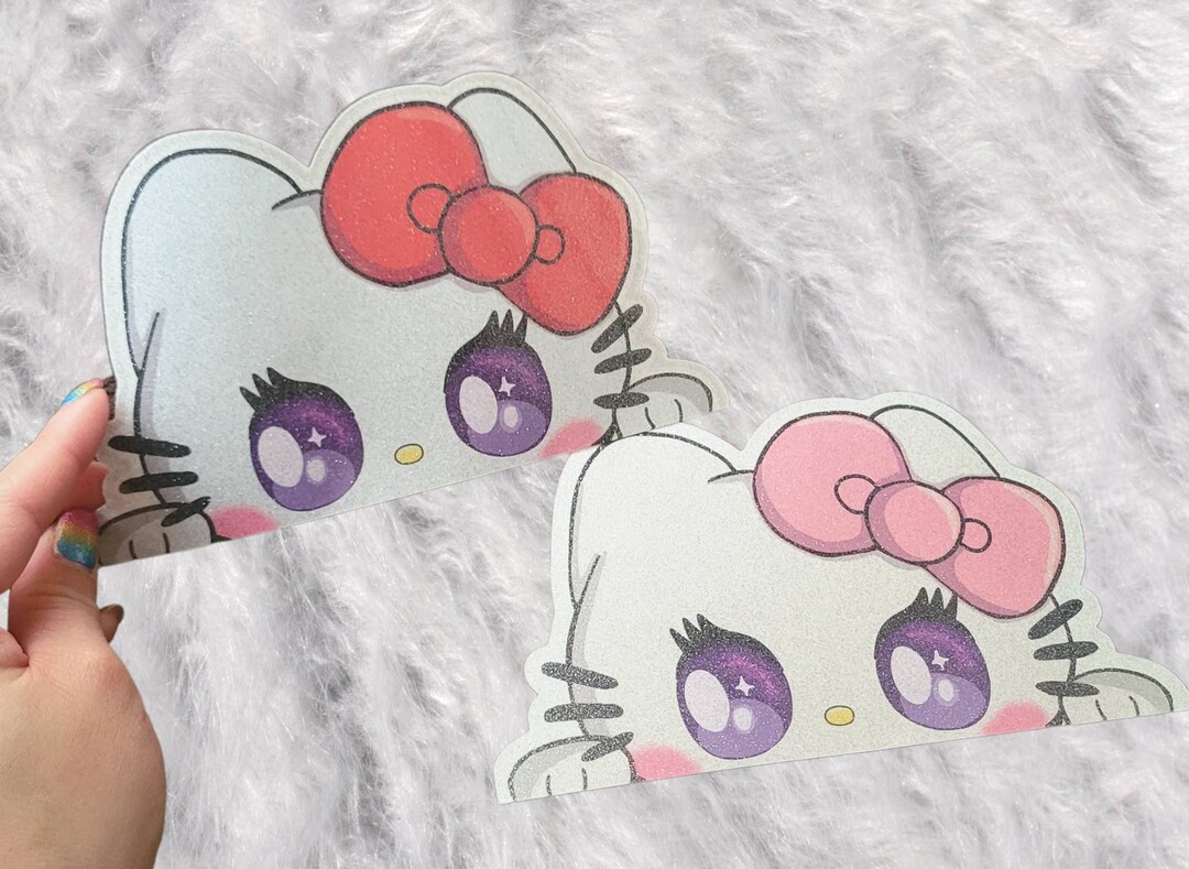 Cute Glittering Kawaii Kitty Peeking Peeker Vinyl Sticker/decal - Etsy