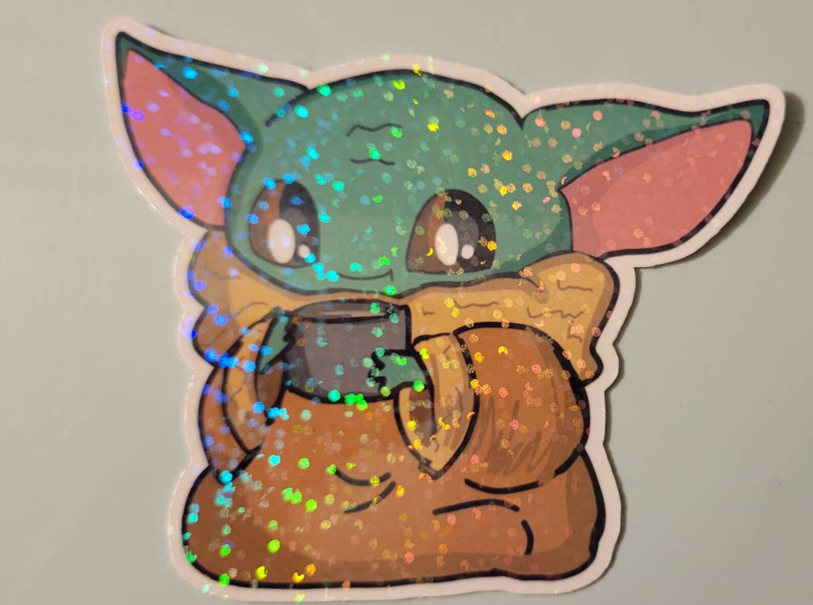 Cute Sparkling Holographic Chibi Grogu Baby Alien Soup - Etsy
