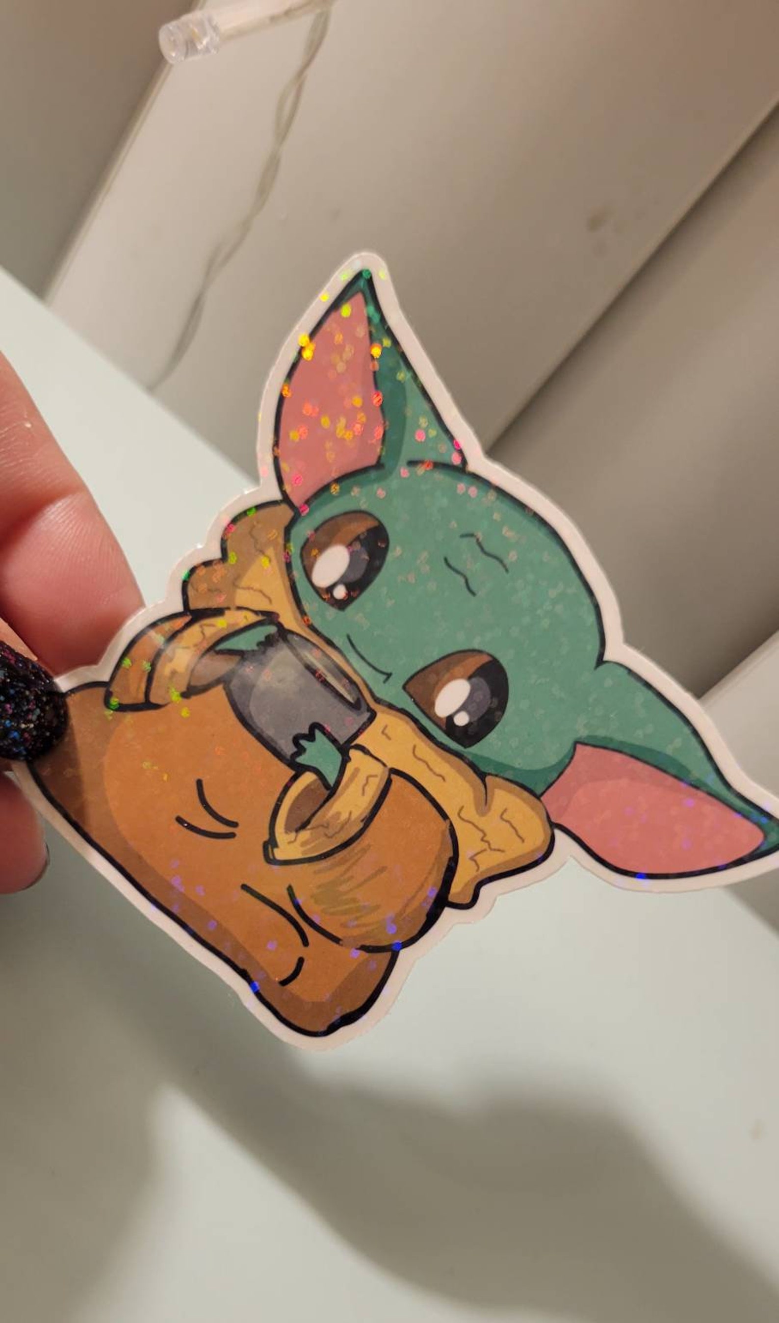 Cute Sparkling Holographic Chibi Grogu Baby Alien Soup - Etsy