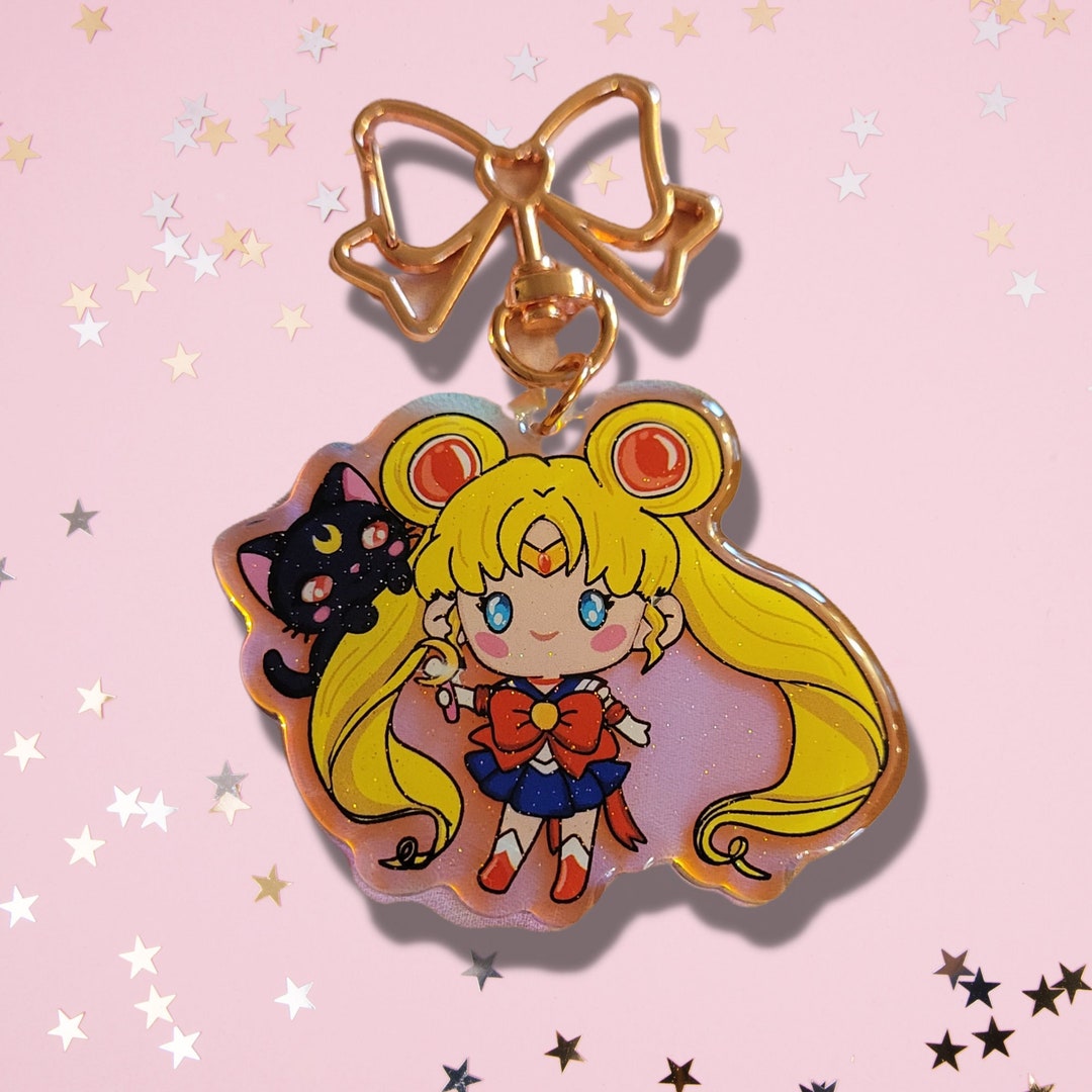 Cute Chibi Style Magical Girl and Acrylic Keychain - Etsy