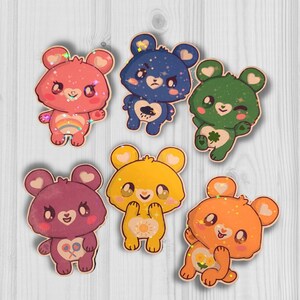 Cute Kawaii Chibi Style Nostalgic Caring Bears Sparkling Sticker/decal ...