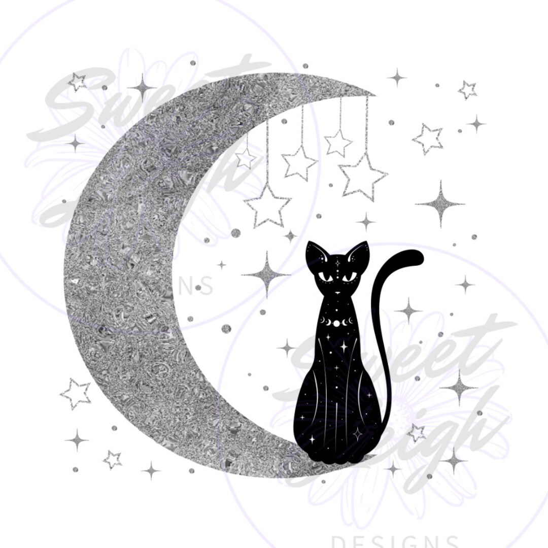 Moon Cat PNG, Celestial PNG, Witchy PNG, Moon Png, Cat Png, Celestial ...