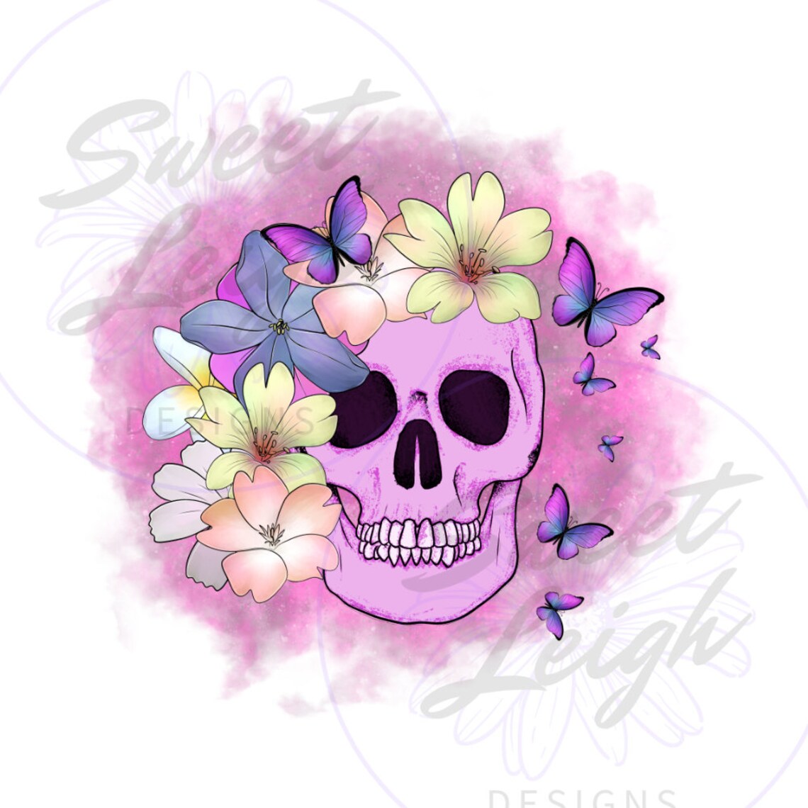 Skull Png Flower Png Butterfly Png PNG Files for - Etsy