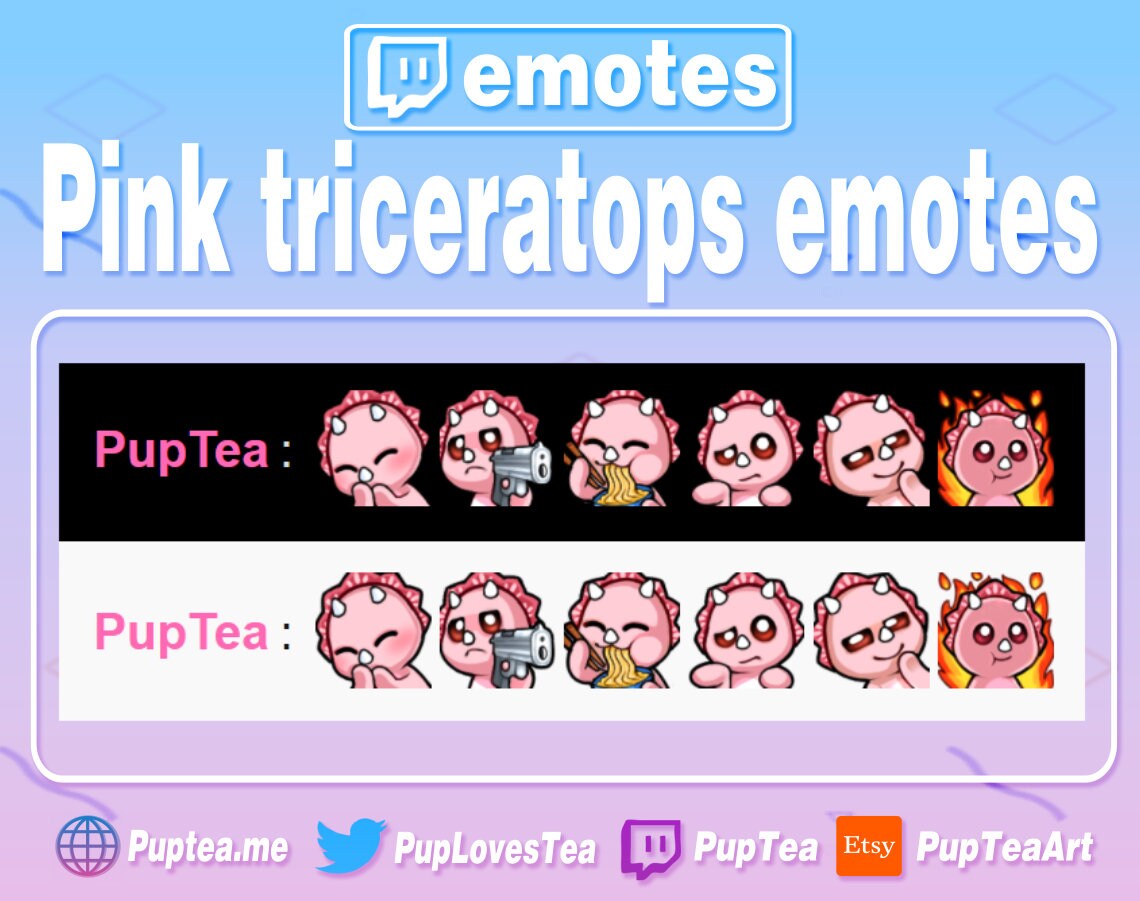 6x Cute Pink Triceratops Emotes Pack for Twitch Youtube and Discord Set ...