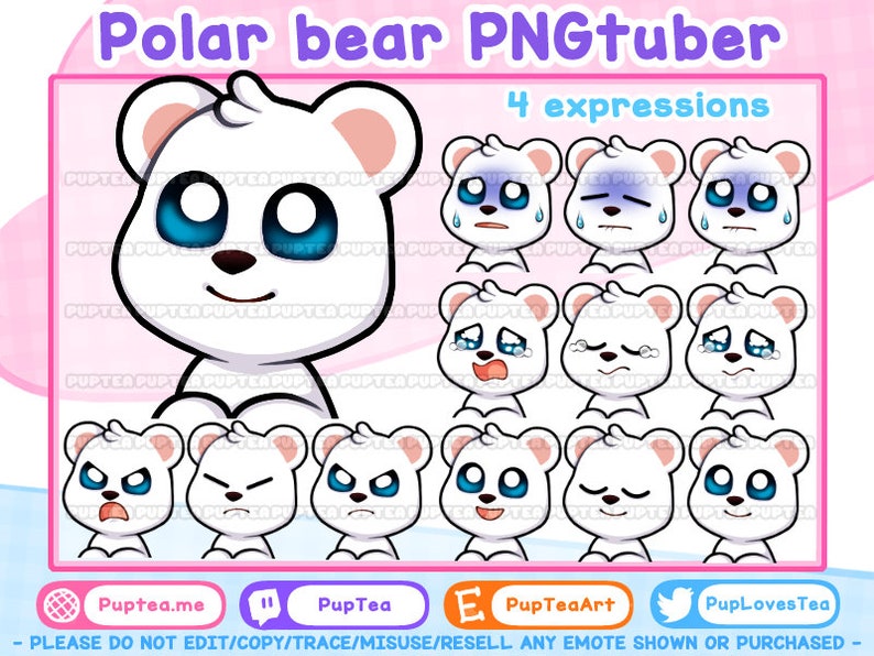 Cute Polar Bear Pngtuber / Premade Pngtuber / Veadotube Mini / Voice ...