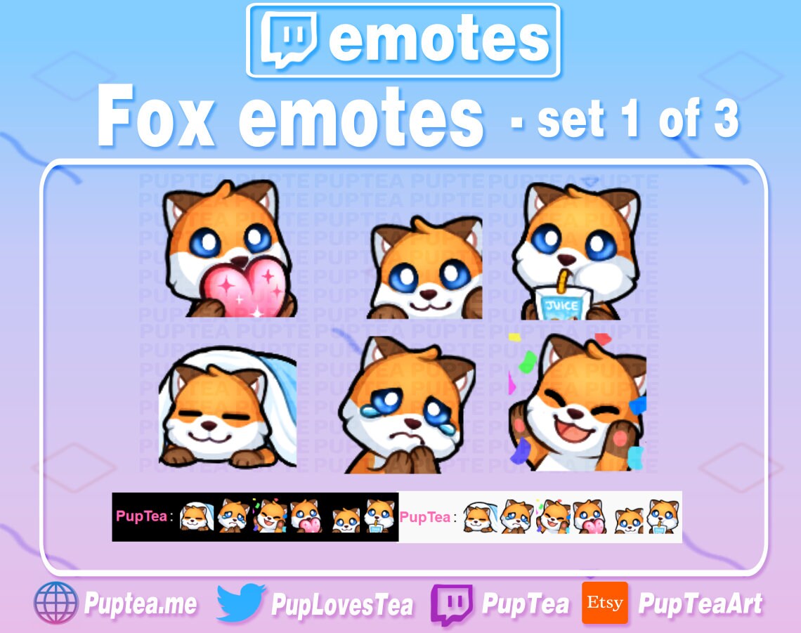6x Cute Fox Emotes Pack for Twitch Youtube and Discord Set 1 - Etsy