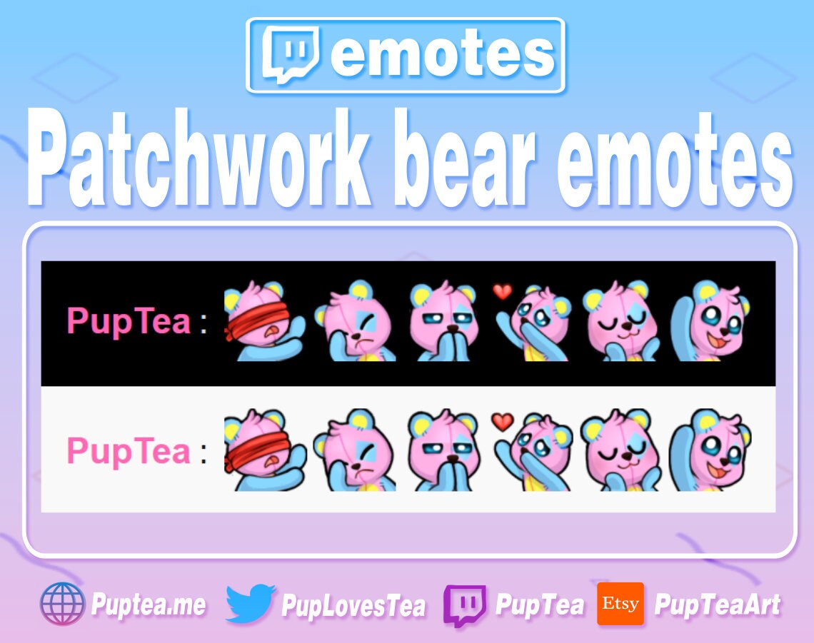 6x Cute Patchwork Bear Emotes Pack for Twitch Youtube and Discord Set 4 ...