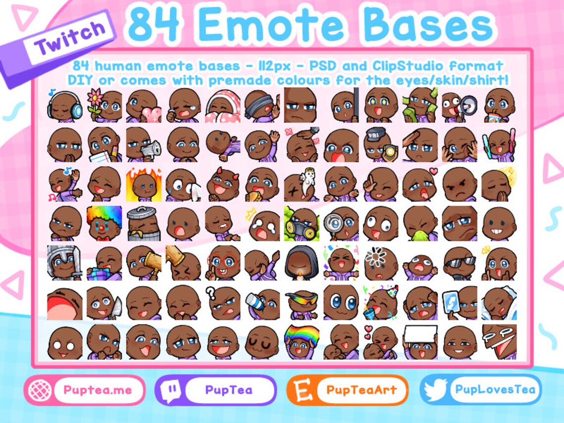 84x DIY Cute Emote Bases for Twitch Youtube or Discord - Etsy UK