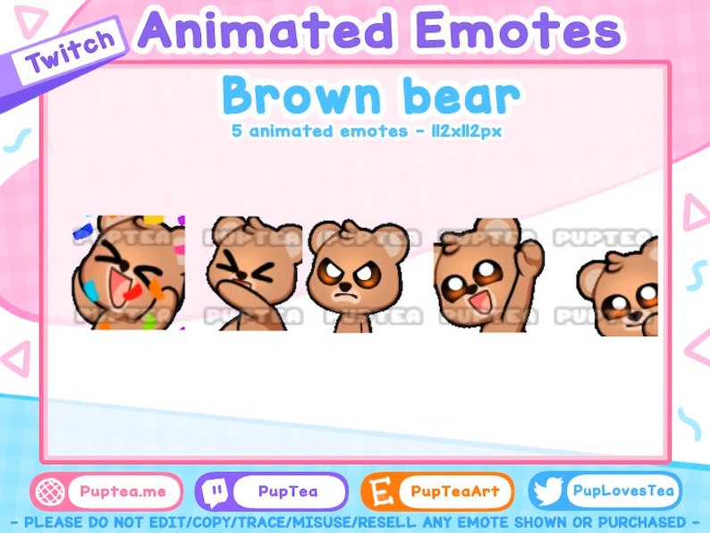 5x ANIMATED Brown Bear Emotes Pack | Animated Twitch and Discord Emotes ...