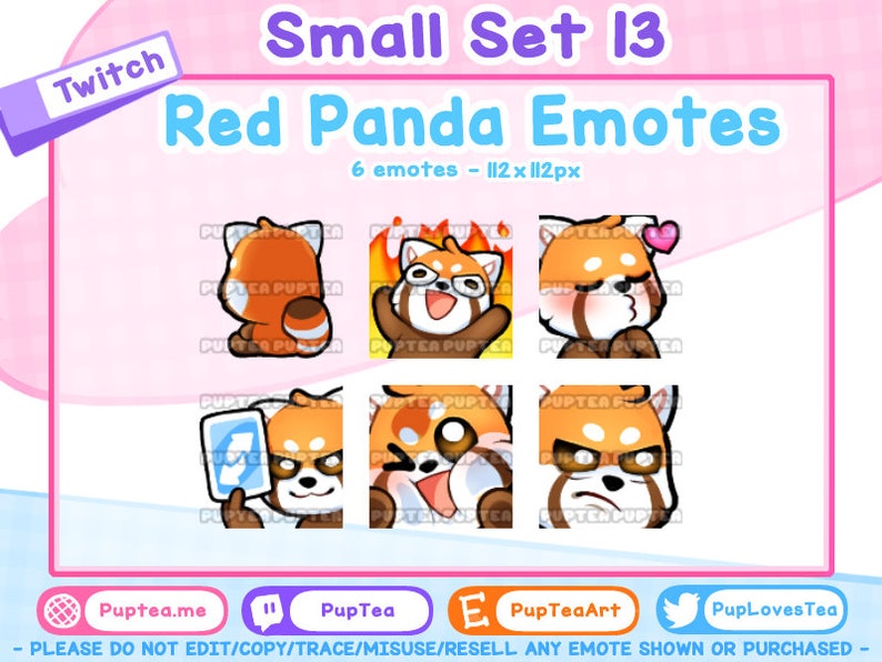 6x Cute Red Panda Emotes Pack for Twitch Youtube and Discord - Etsy