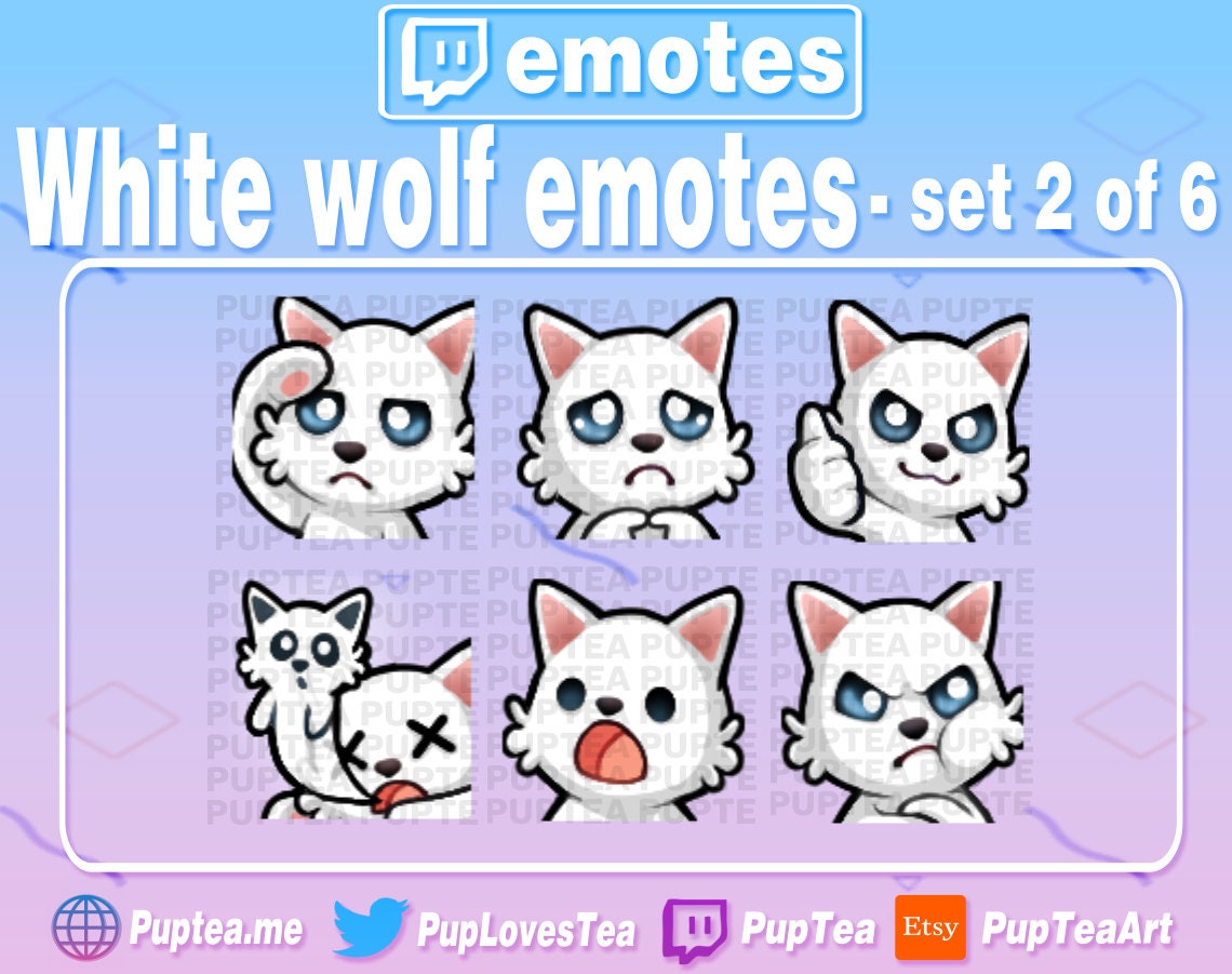6x Cute White Wolf Emotes Pack for Twitch Youtube and Discord Set 2 - Etsy
