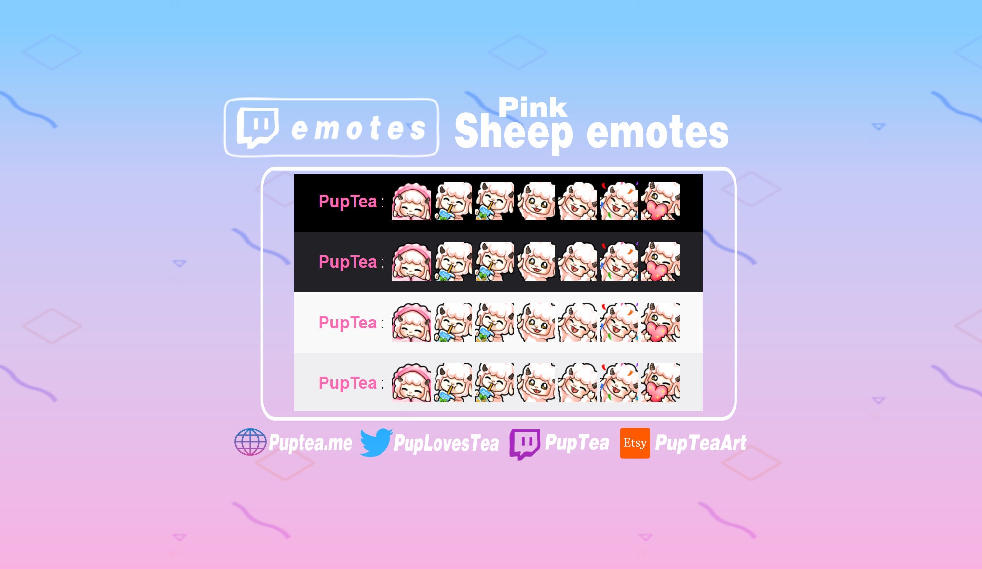 5x Cute Pink Sheep Emotes Pack for Twitch Youtube and Discord | Set 1 ...