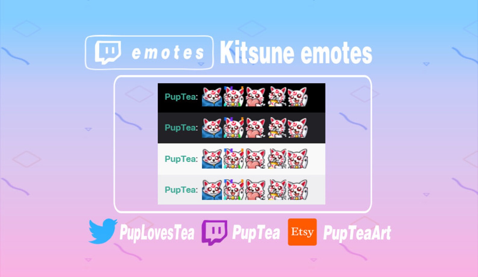 5x Cute Kitsune Emotes Pack for Twitch Youtube and Discord Set 1 - Etsy