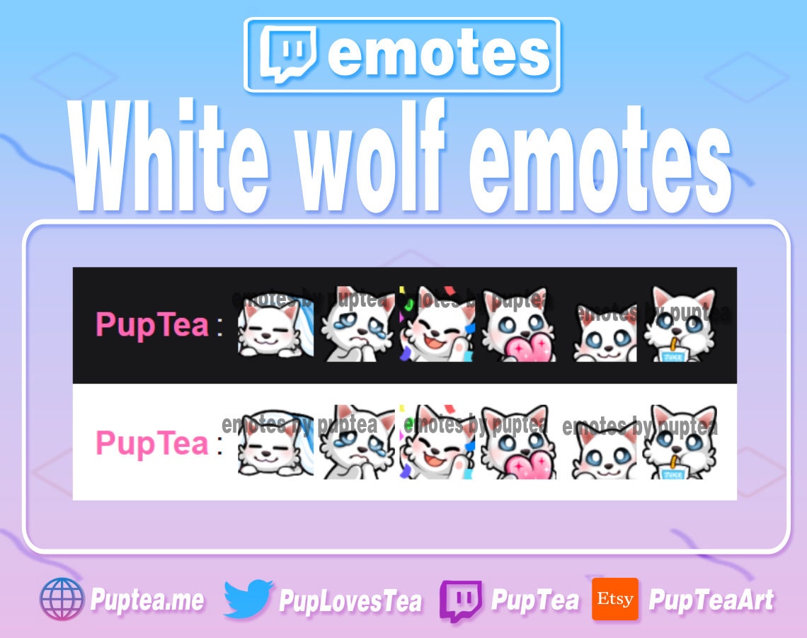 6x Cute White Wolf Emotes Pack for Twitch Youtube and Discord Set 1 - Etsy