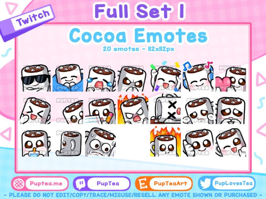 20x Cute Cocoa / Hot Chocolate Emotes Pack for Twitch Youtube and ...