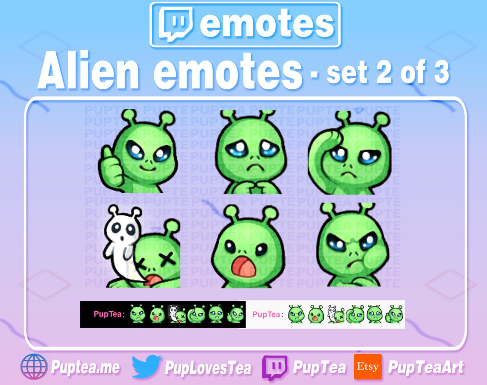 6x Cute Alien Emotes Pack for Twitch Youtube and Discord Set 2 - Etsy