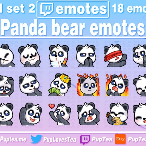 Panda Twitch/discord Emotes Pack 1 & 2 set of 14 - Etsy
