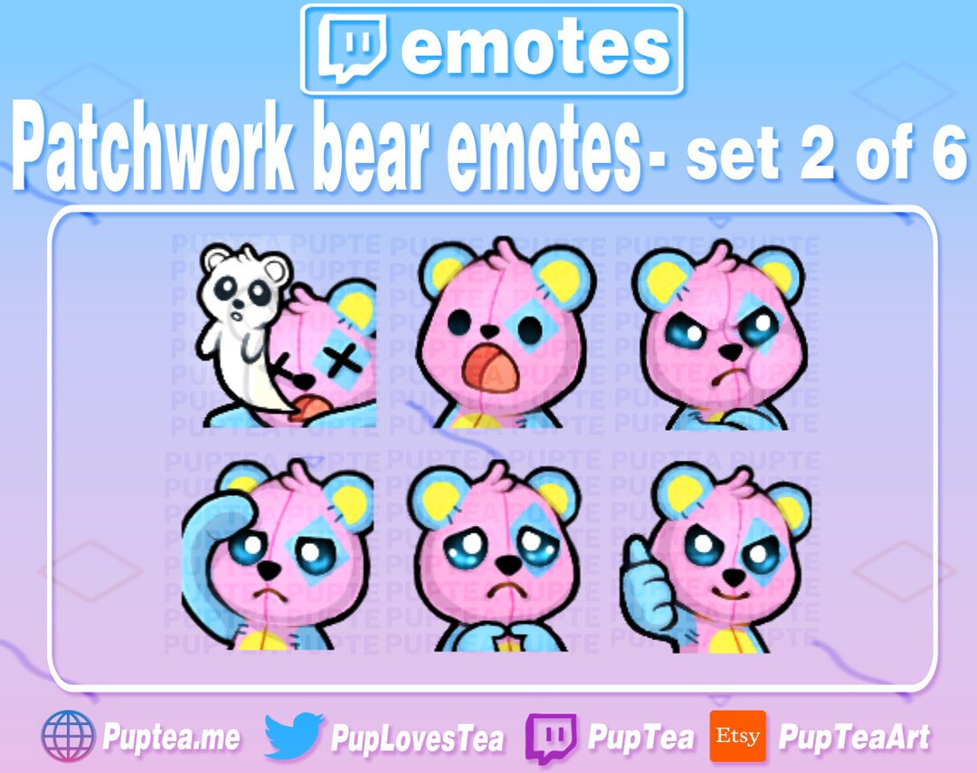 6x Süßer Patchwork Bär Emotes Pack für Twitch Youtube und Discord Set 2 ...