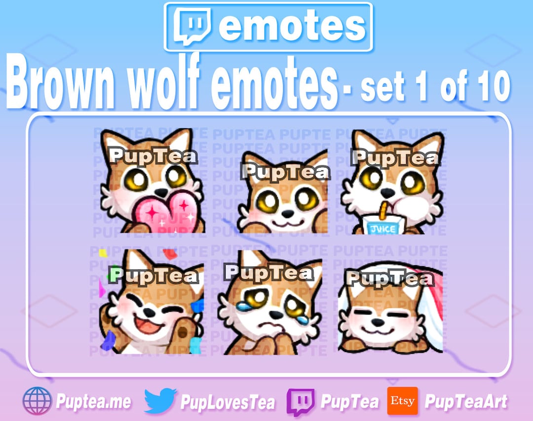 6x Cute Brown Wolf Emotes Pack for Twitch Youtube and Discord Set 1 - Etsy