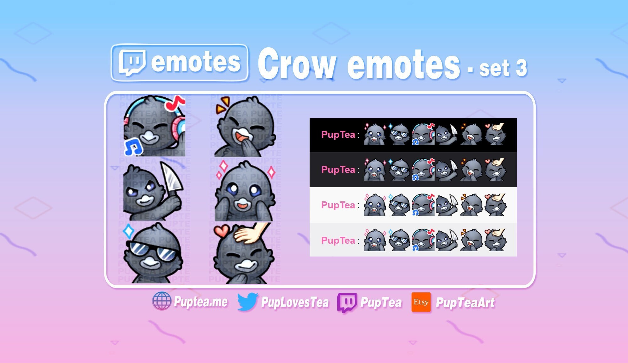 6x Crow / Raven Emotes Pack for Twitch Youtube and Discord Set 3 - Etsy