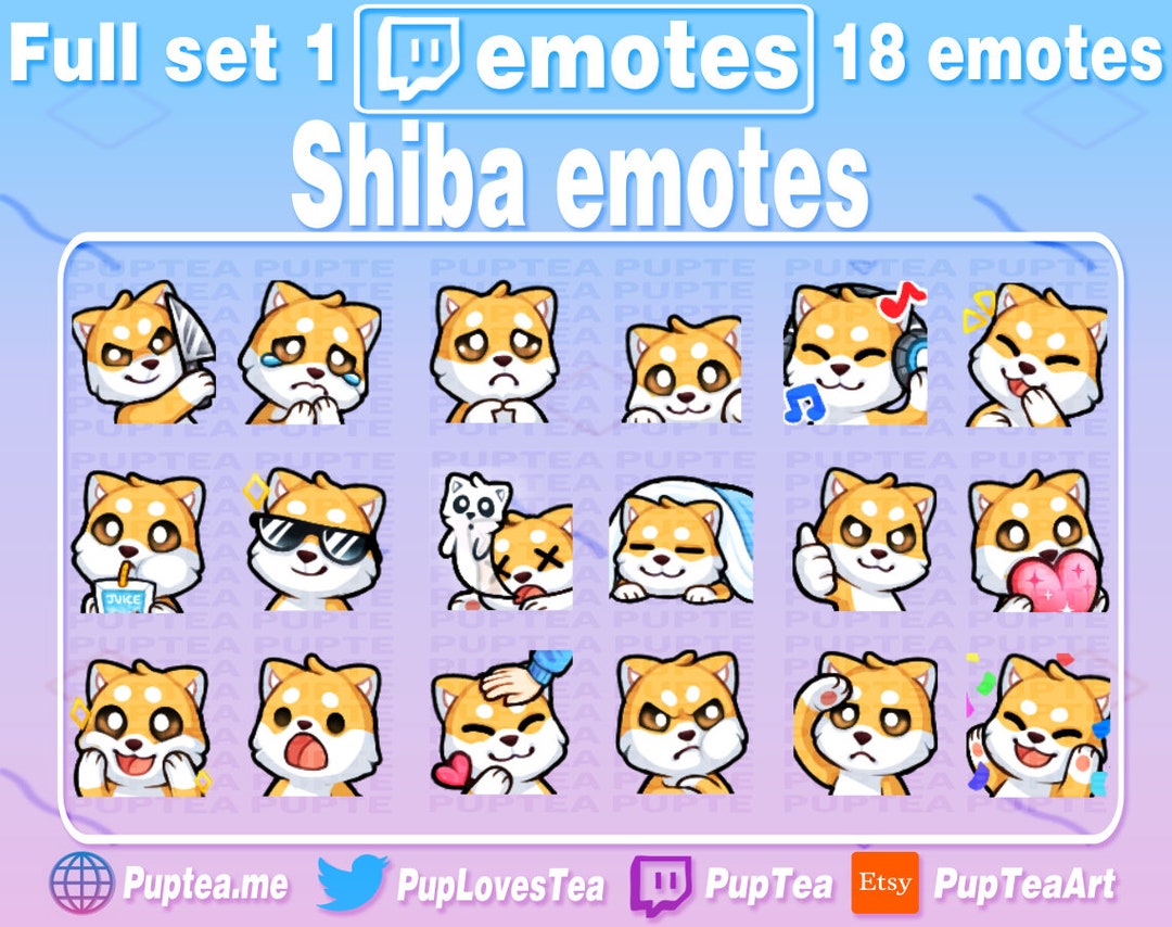 18x Cute Shiba Emotes Pack for Twitch Youtube and Discord | Full Set 1 ...
