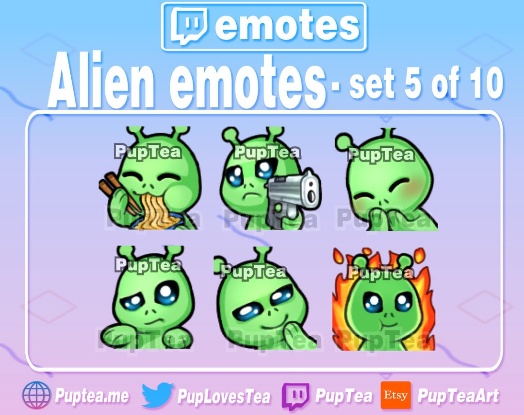 6x Cute Alien Emotes Pack for Twitch Youtube and Discord | Set 5 - Etsy