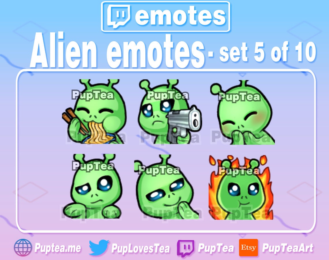 6x Cute Alien Emotes Pack for Twitch Youtube and Discord Set 5 - Etsy