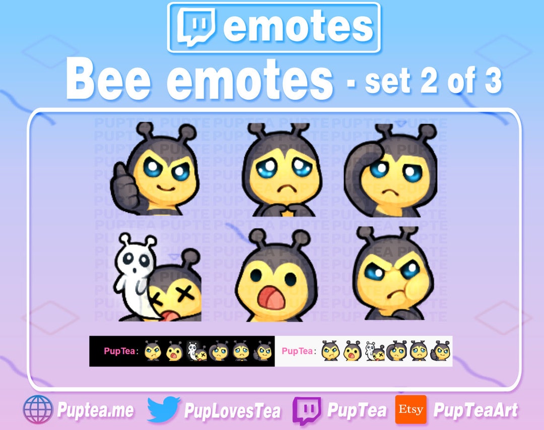 6x Cute Bee Emotes Pack for Twitch Youtube and Discord Set 2 - Etsy
