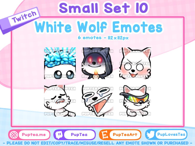 6x Cute White Wolf Emotes Pack for Twitch Youtube and Discord Set 10 - Etsy
